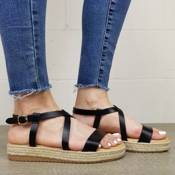 Shoes | Open Toe Espadrille Comfort Platform Sandal H | Poshmark